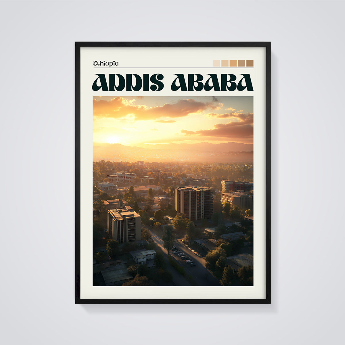 Addis Ababa Ethiopia Sunset Cityscape Travel Poster Print – Graded Prints
